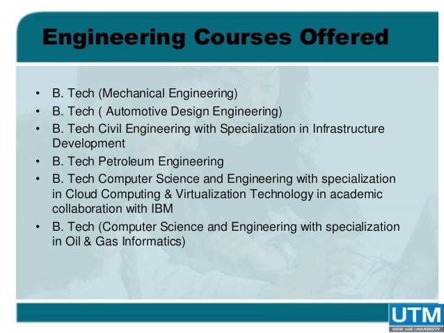 B Tech Courses Offered by UTM Shillong