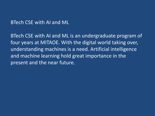 BTech CSE AI at MITAOE | PPTX