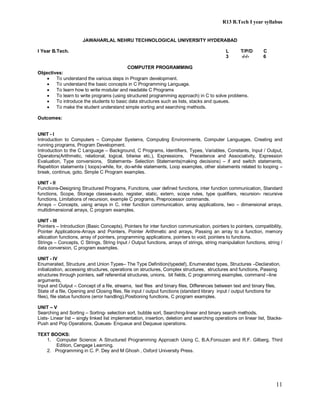 B Tech R-13 Regulation Syllabus of JNTUH 2013 | PDF