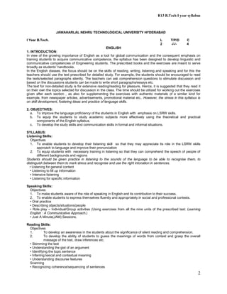 B Tech R-13 Regulation Syllabus of JNTUH 2013 | PDF