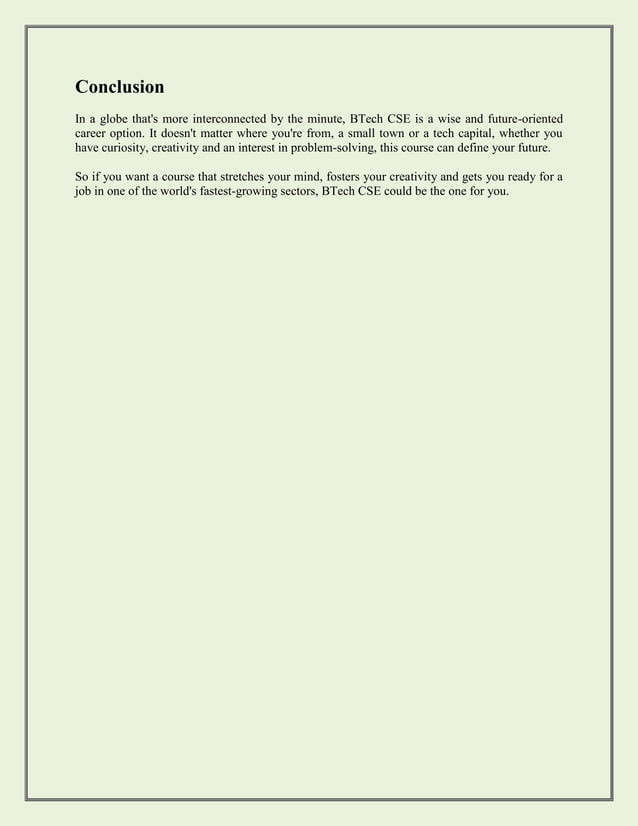 BTech CSE: Unlocking the Future of Technology | PDF