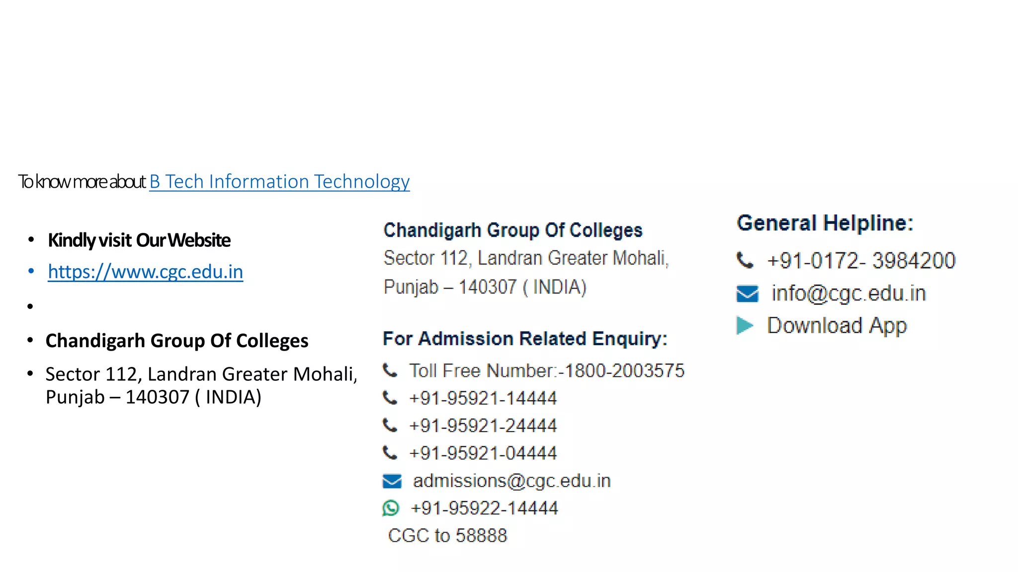 B Tech Information Technology Scope in India | PPTX