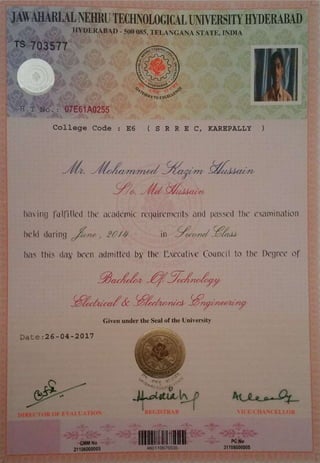 Btech certificates | PDF