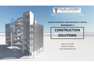 Building Technology 1 Assignment 2 - Construction Solutions | PDF ...