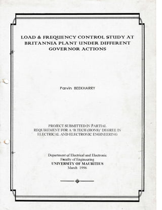 Load / Frequency balancing Control systems study | PDF