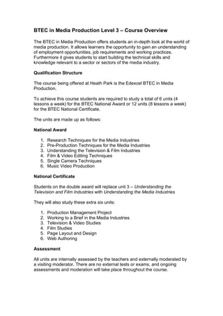Btec Media Handbook | PDF