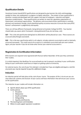 Btec quality handbook for students 19/20 | PDF