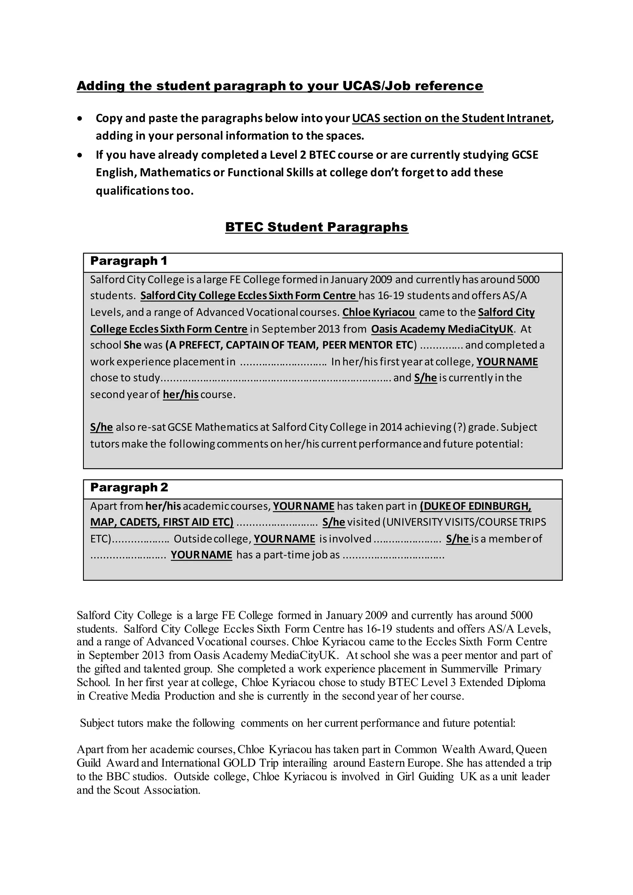 Btec ref paragraphs | DOCX