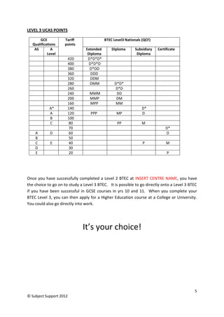 Btec student handbook sample | DOCX