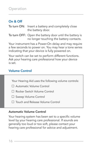 BTE (Behind-the-ear) hearing aid operations manual | PDF