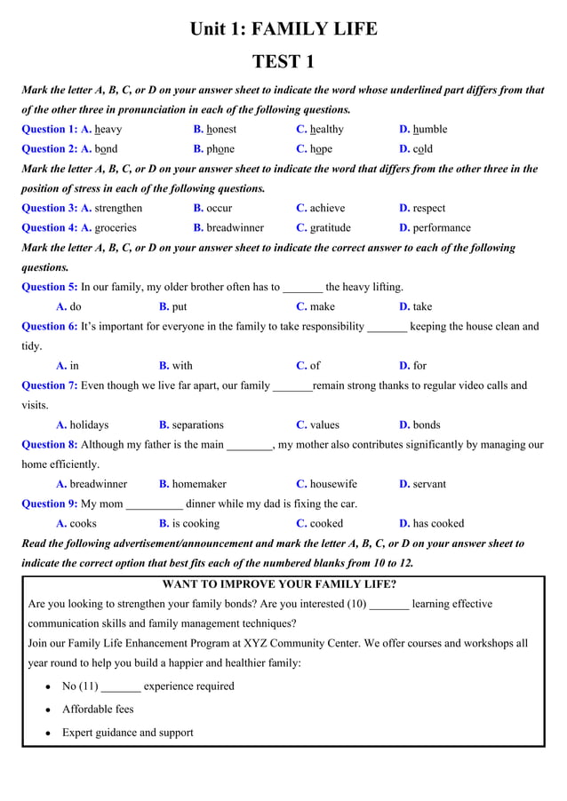 BỘ TEST TIẾNG ANH 10 BIÊN SOẠN THEO FORM ĐỀ 2025 MỚI NHẤT CỦA BGD ...