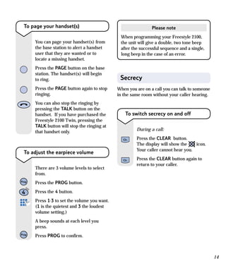 Bt freestyle 2100 User Guide from Telephones Online www ...