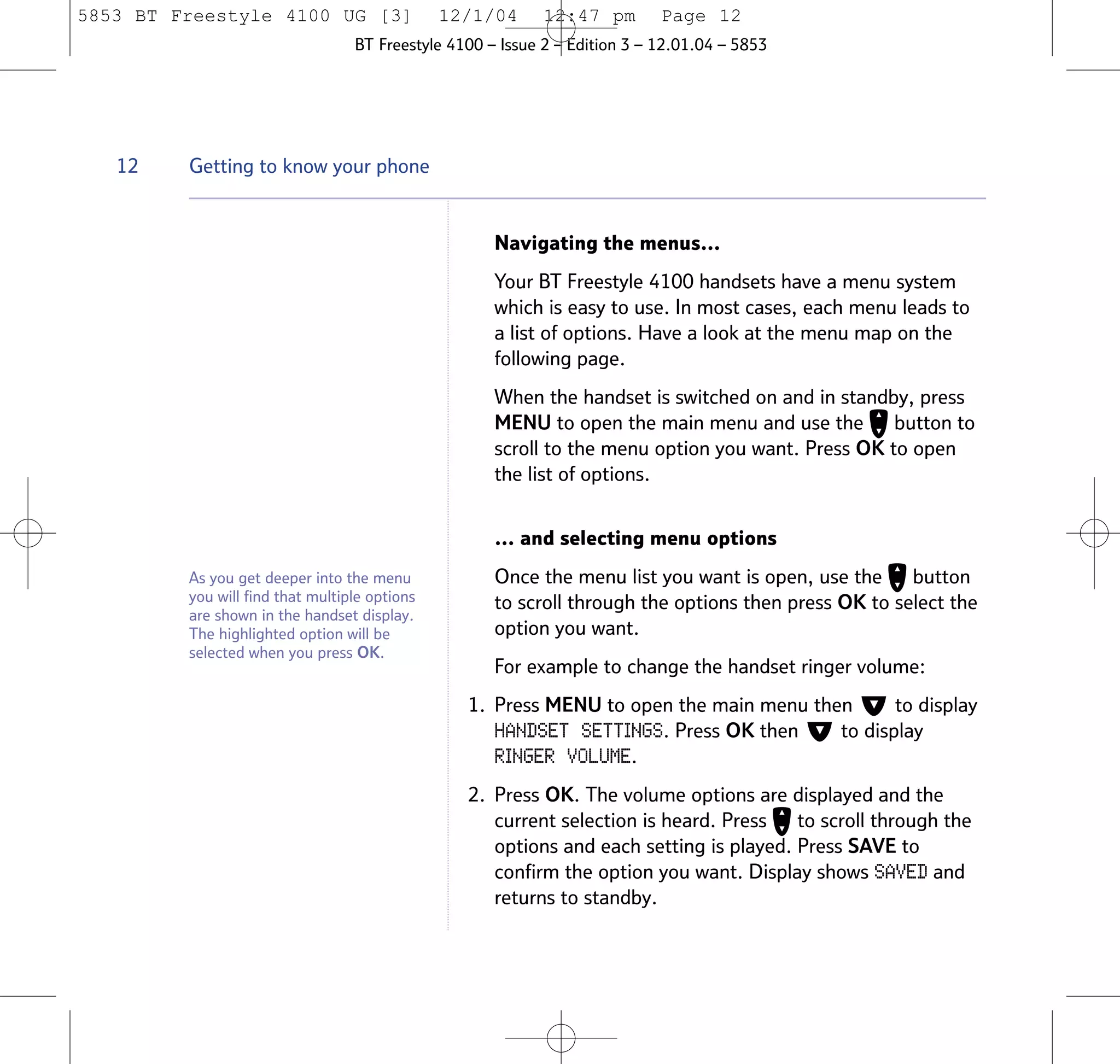 Bt freestyle 4100 User Guide from Telephones Online www ...