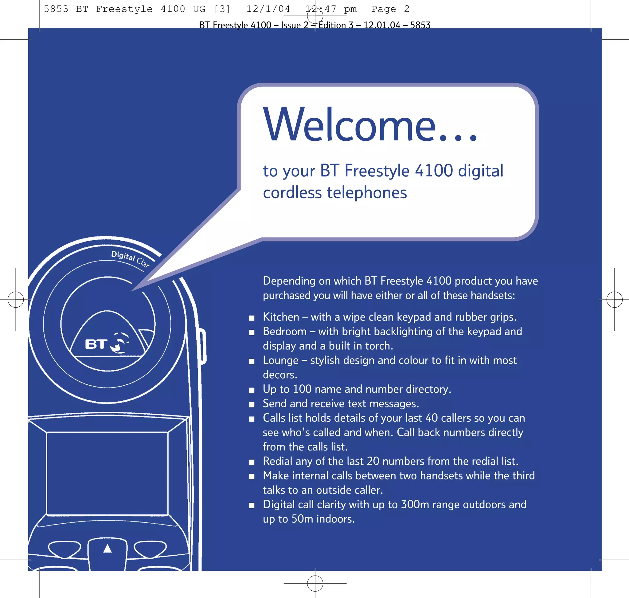 Bt freestyle 4100 User Guide from Telephones Online www ...