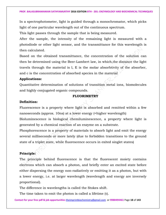 Bth 201 enzymology and biochemical techniques | PDF | Chemistry | Science