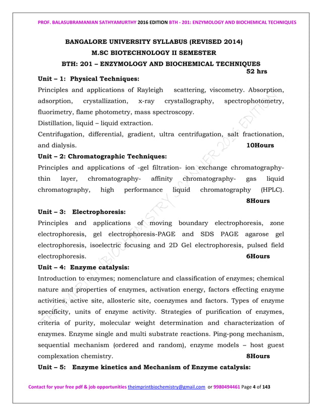 Bth 201 enzymology and biochemical techniques | PDF | Chemistry | Science
