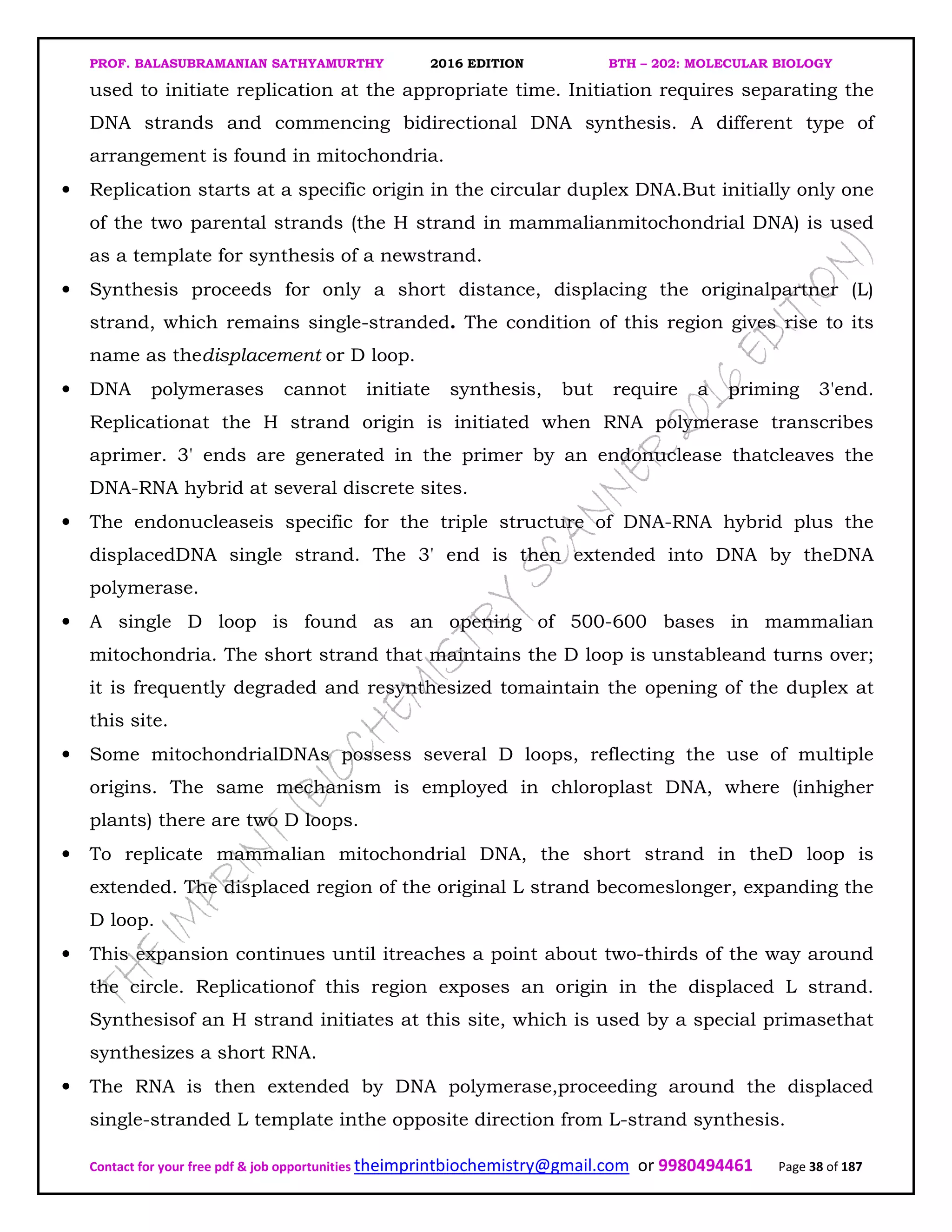 Bth 202 molecular biology | PDF