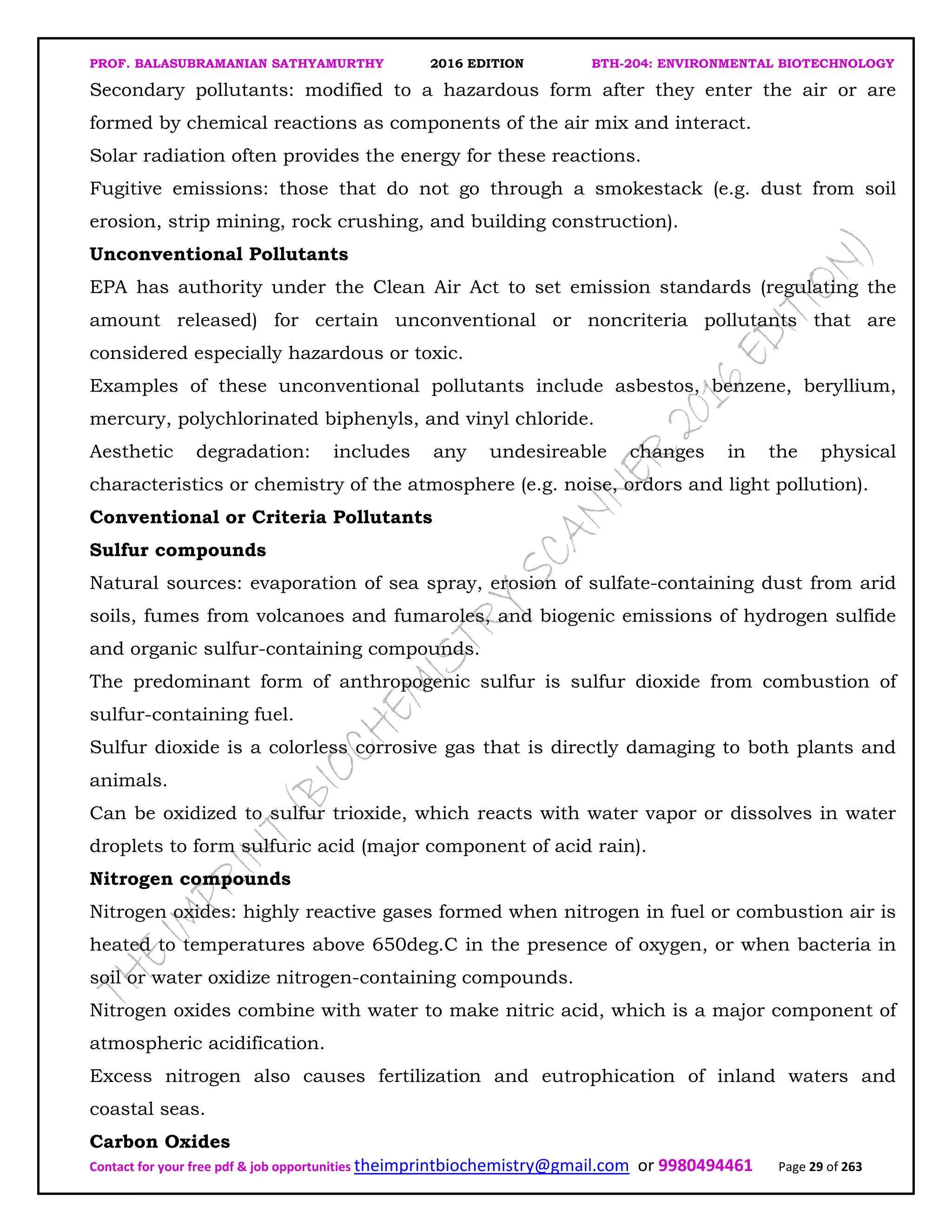 Bth 204 environmental biotechnology | PDF
