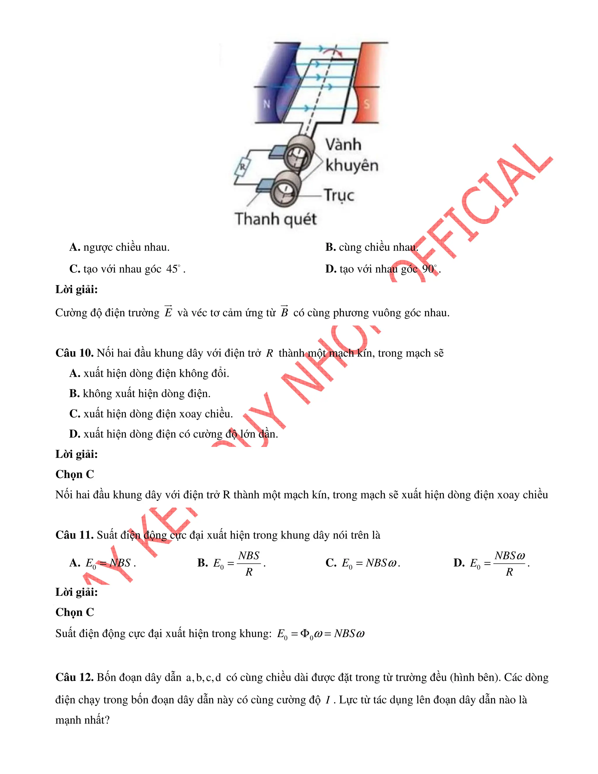 BỘ ĐỀ THI THỬ CHUẨN CẤU TRÚC ĐỀ THI TỐT NGHIỆP THPT 2025 MÔN VẬT LÍ THEO FORM THI MỚI BGD (ĐỀ 01 ...