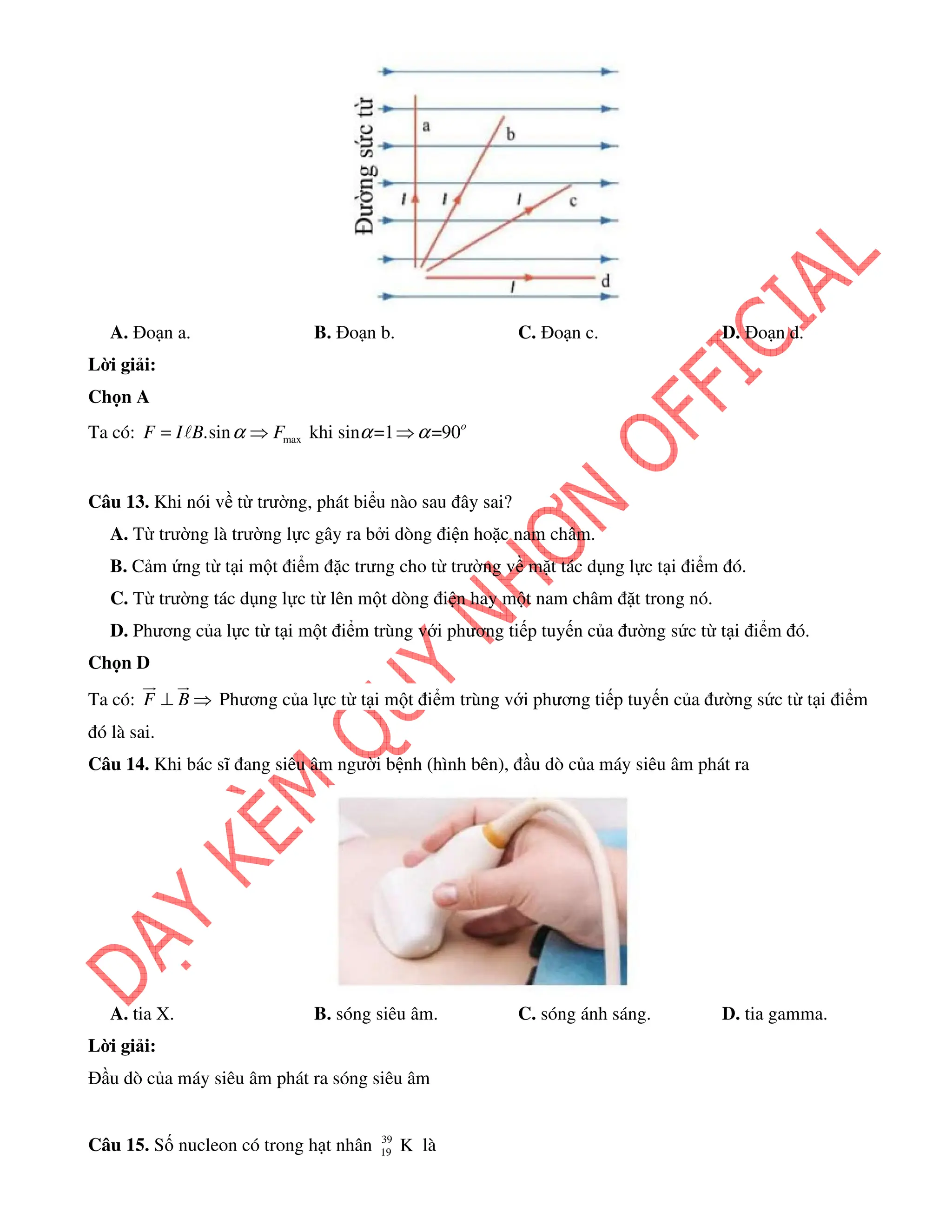 BỘ ĐỀ THI THỬ CHUẨN CẤU TRÚC ĐỀ THI TỐT NGHIỆP THPT 2025 MÔN VẬT LÍ THEO FORM THI MỚI BGD (ĐỀ 01 ...
