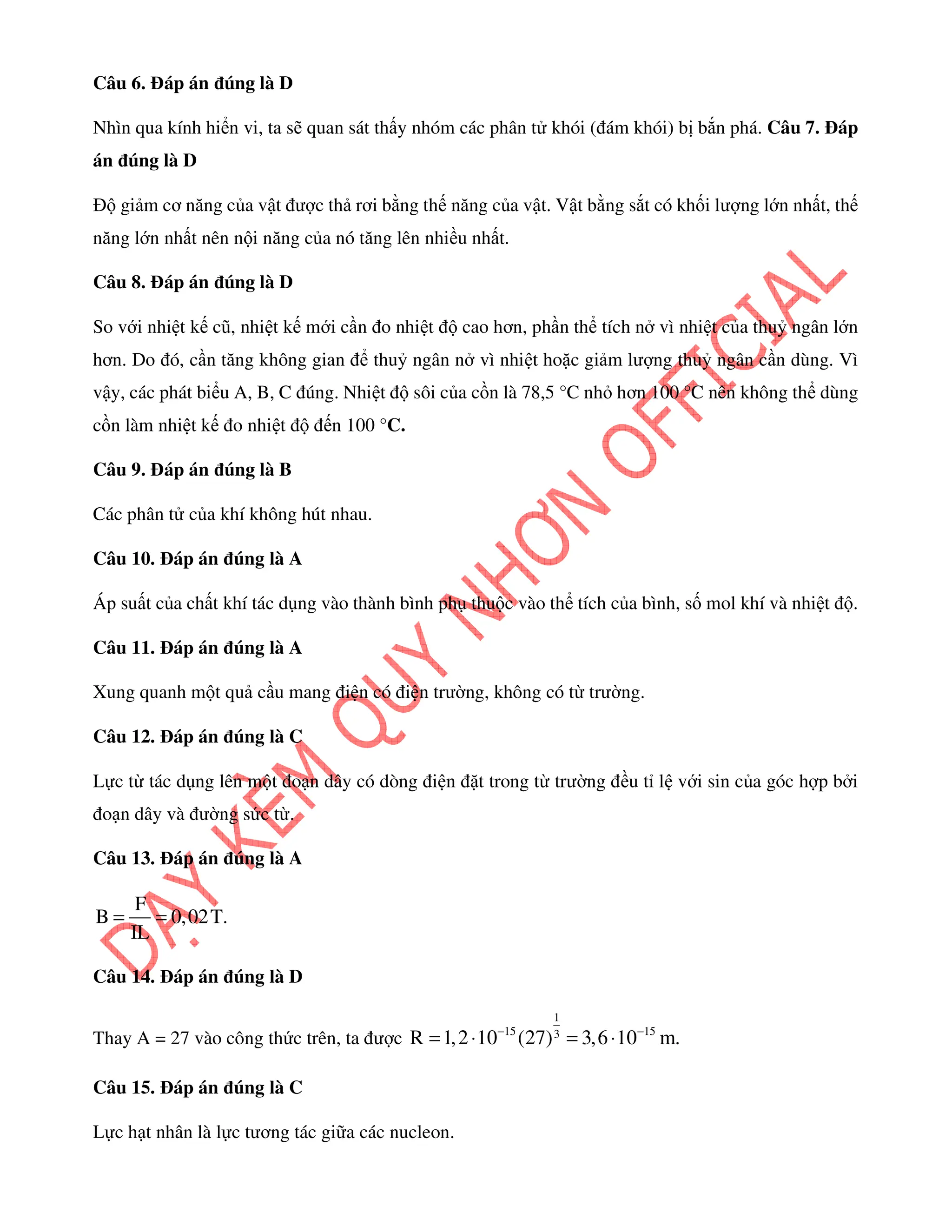 BỘ ĐỀ THI THỬ CHUẨN CẤU TRÚC ĐỀ THI TỐT NGHIỆP THPT 2025 MÔN VẬT LÍ THEO FORM THI MỚI BGD (ĐỀ 01 ...