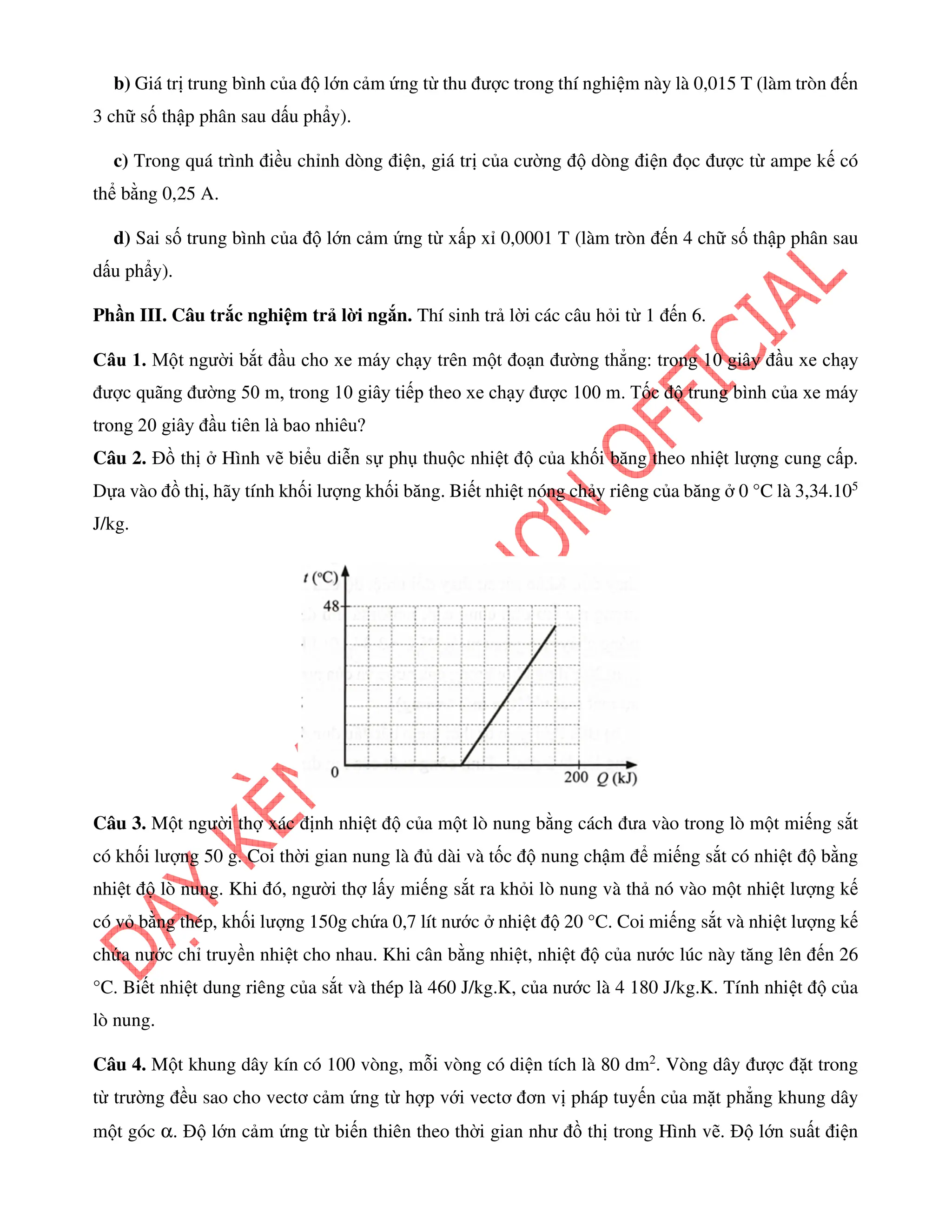 BỘ ĐỀ THI THỬ CHUẨN CẤU TRÚC ĐỀ THI TỐT NGHIỆP THPT 2025 MÔN VẬT LÍ THEO FORM THI MỚI BGD (ĐỀ 01 ...