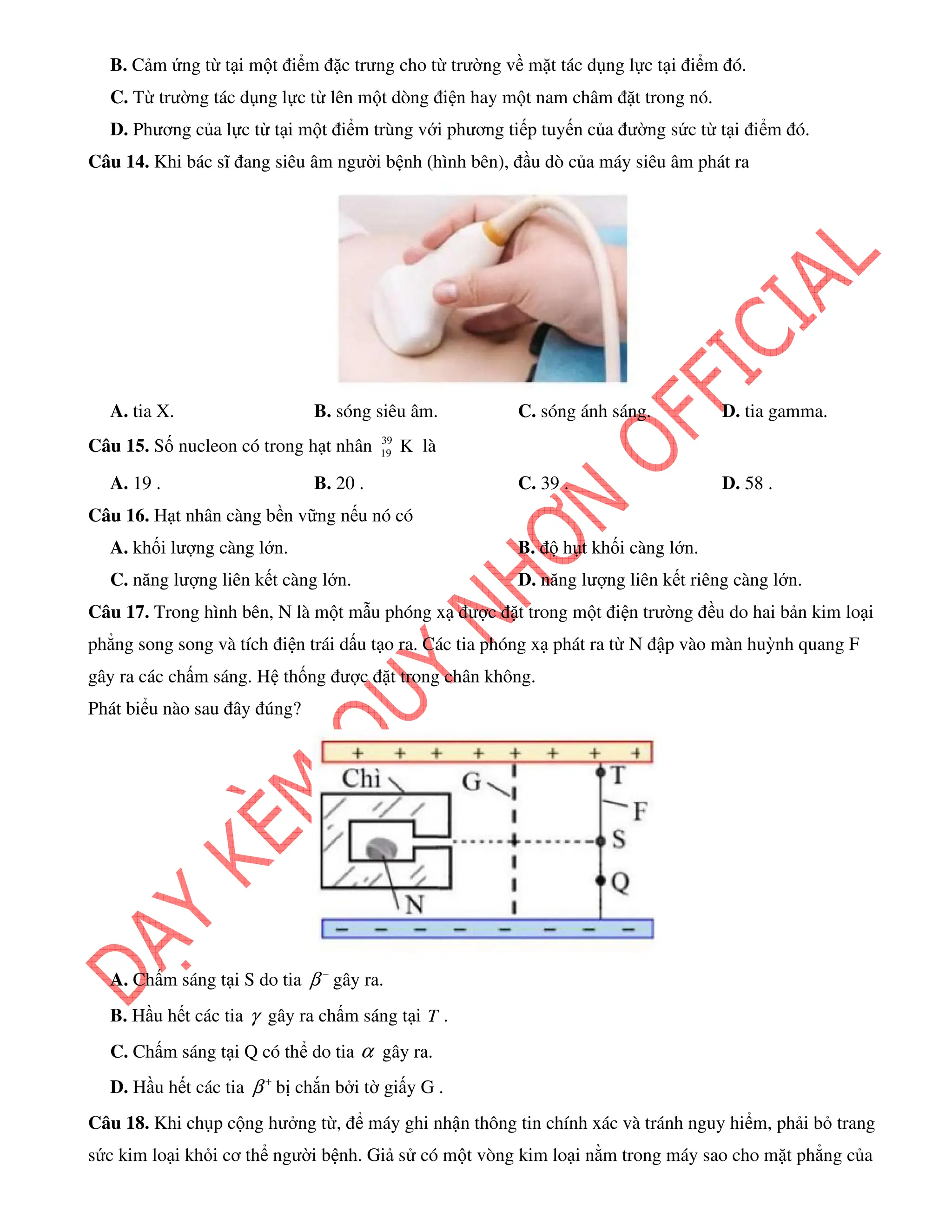 BỘ ĐỀ THI THỬ CHUẨN CẤU TRÚC ĐỀ THI TỐT NGHIỆP THPT 2025 MÔN VẬT LÍ THEO FORM THI MỚI BGD (ĐỀ 01 ...