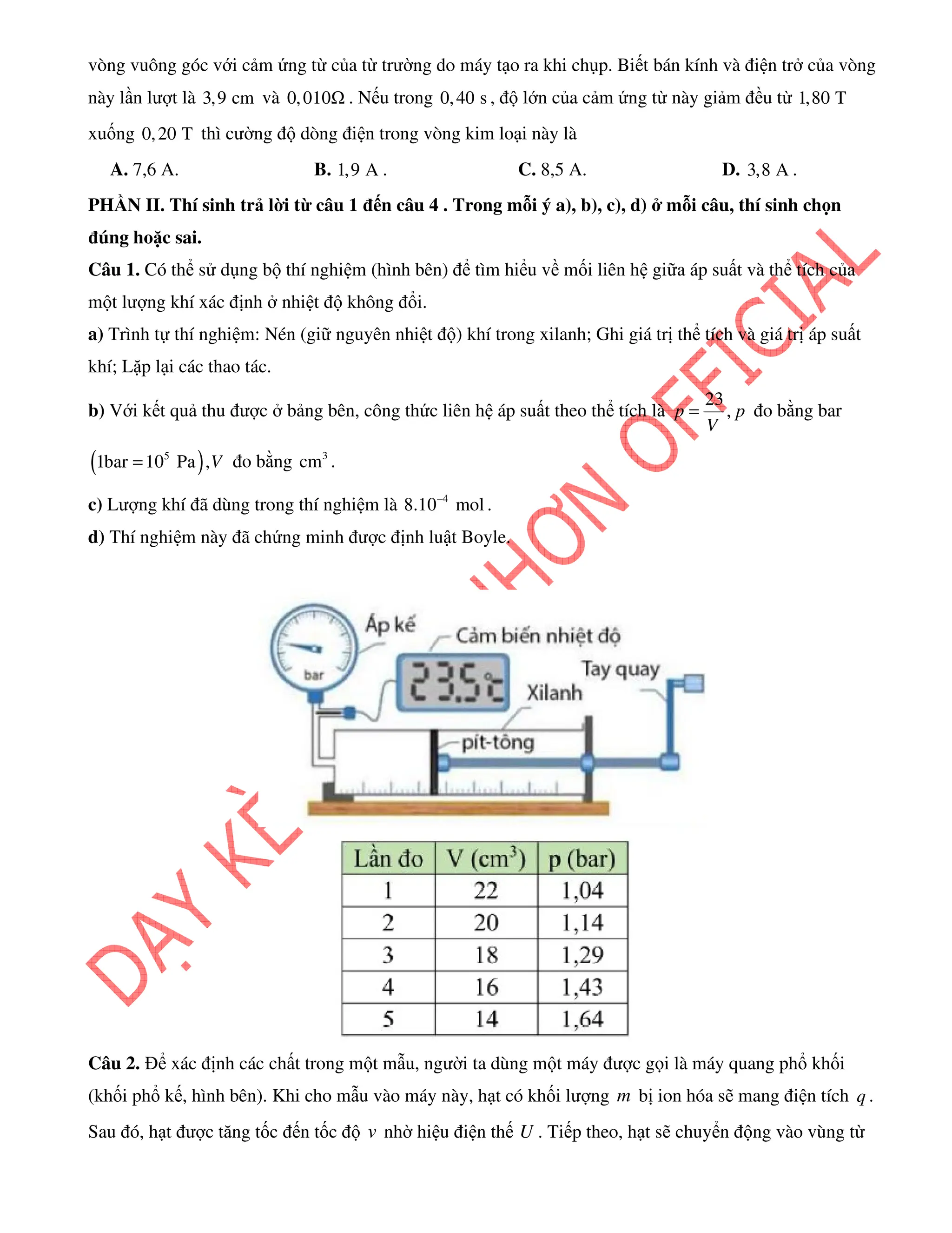 BỘ ĐỀ THI THỬ CHUẨN CẤU TRÚC ĐỀ THI TỐT NGHIỆP THPT 2025 MÔN VẬT LÍ THEO FORM THI MỚI BGD (ĐỀ 01 ...
