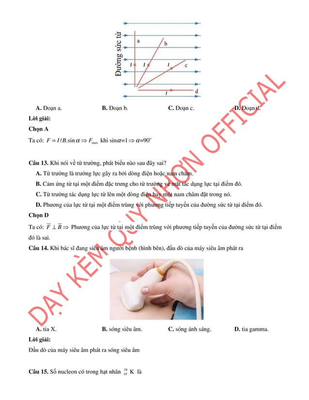 BỘ ĐỀ THI THỬ CHUẨN CẤU TRÚC ĐỀ THI TỐT NGHIỆP THPT 2025 MÔN VẬT LÍ THEO FORM THI MỚI BGD (ĐỀ 01 ...