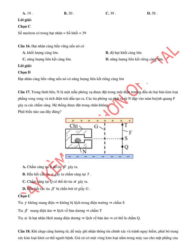 BỘ ĐỀ THI THỬ CHUẨN CẤU TRÚC ĐỀ THI TỐT NGHIỆP THPT 2025 MÔN VẬT LÍ THEO FORM THI MỚI BGD (ĐỀ 01 ...