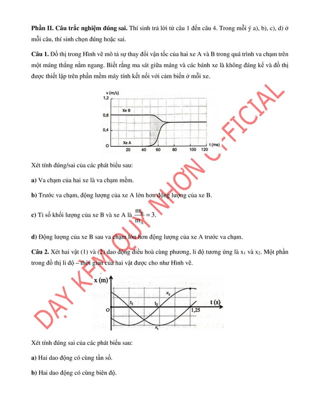 BỘ ĐỀ THI THỬ CHUẨN CẤU TRÚC ĐỀ THI TỐT NGHIỆP THPT 2025 MÔN VẬT LÍ THEO FORM THI MỚI BGD (ĐỀ 01 ...