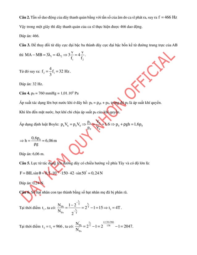 BỘ ĐỀ THI THỬ CHUẨN CẤU TRÚC ĐỀ THI TỐT NGHIỆP THPT 2025 MÔN VẬT LÍ THEO FORM THI MỚI BGD (ĐỀ 01 ...