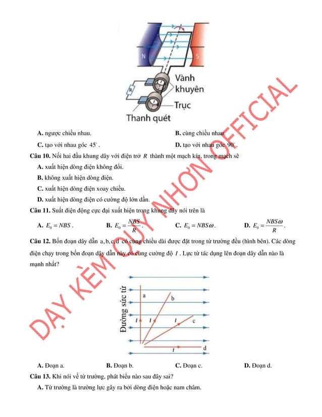 BỘ ĐỀ THI THỬ CHUẨN CẤU TRÚC ĐỀ THI TỐT NGHIỆP THPT 2025 MÔN VẬT LÍ THEO FORM THI MỚI BGD (ĐỀ 01 ...