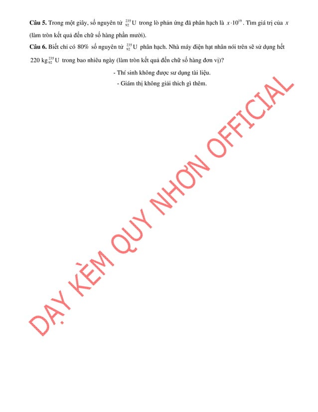BỘ ĐỀ THI THỬ CHUẨN CẤU TRÚC ĐỀ THI TỐT NGHIỆP THPT 2025 MÔN VẬT LÍ THEO FORM THI MỚI BGD (ĐỀ 01 ...