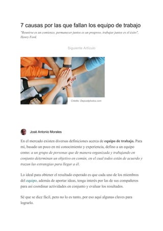 7 causas por las que fallan los equipo de trabajo | PDF