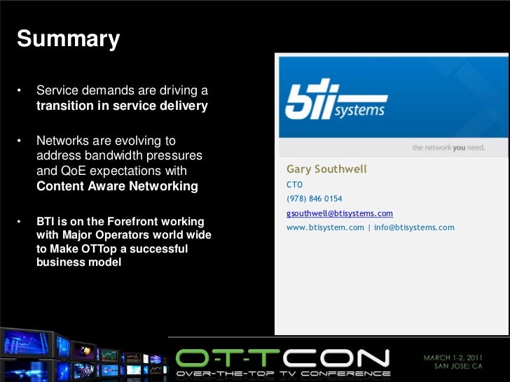 Bti systems at ottcon march 2011