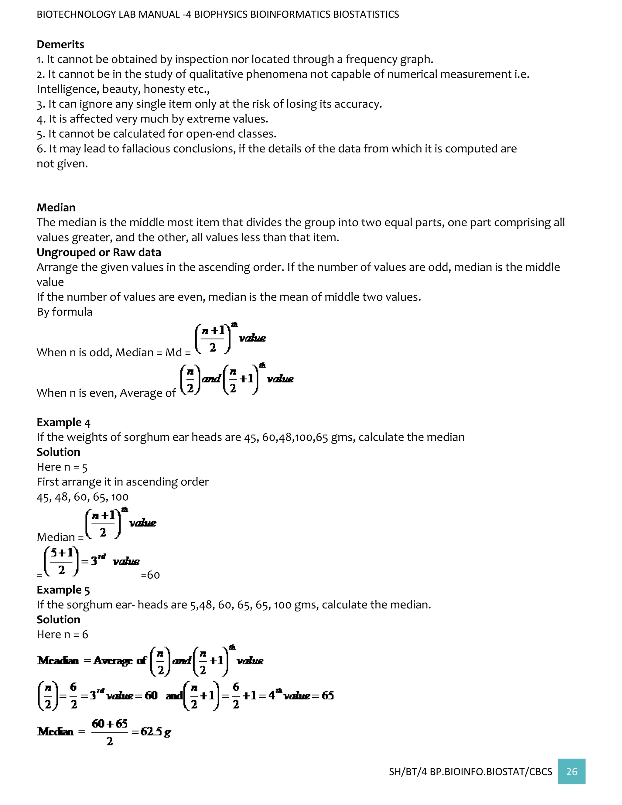 lab manual on biophysics, bioinformatics and biostaistics for under ...