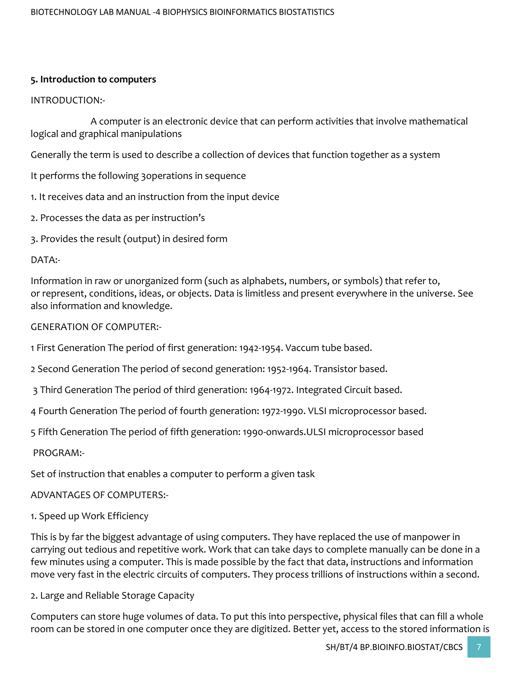 lab manual on biophysics, bioinformatics and biostaistics for under ...