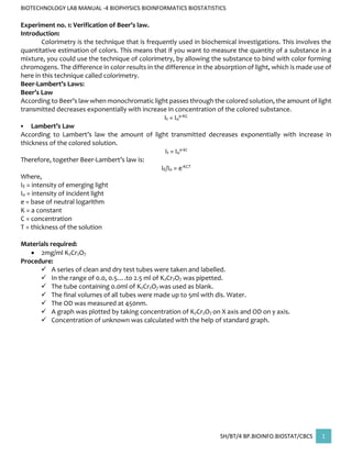 lab manual on biophysics, bioinformatics and biostaistics for under ...