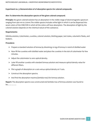 lab manual on biophysics, bioinformatics and biostaistics for under ...