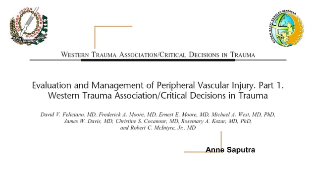 Evaluation and Management Peripheral vascular injury | PPTX | First Aid ...