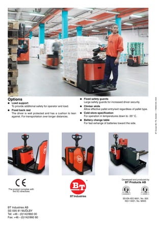Xe nâng điện đứng lái pallet BT 2 – 2.4 tấn | PDF