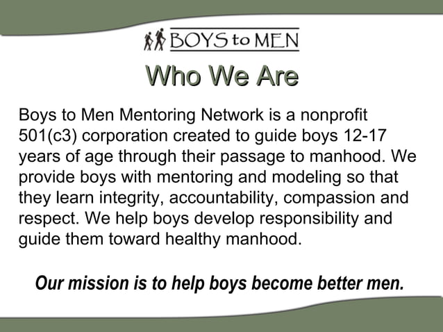 Boys to Men Mentoring Introduction | PPT
