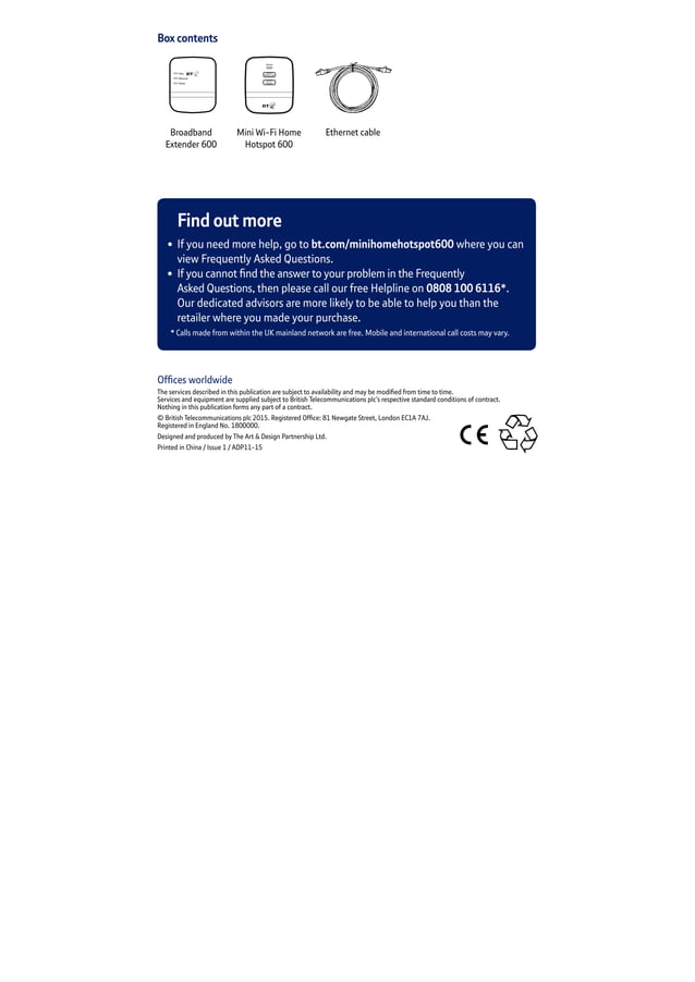 BT Mini Wi-Fi Home Hotspot 600 Kit User Guide | PDF | Home Appliances | Home & Garden