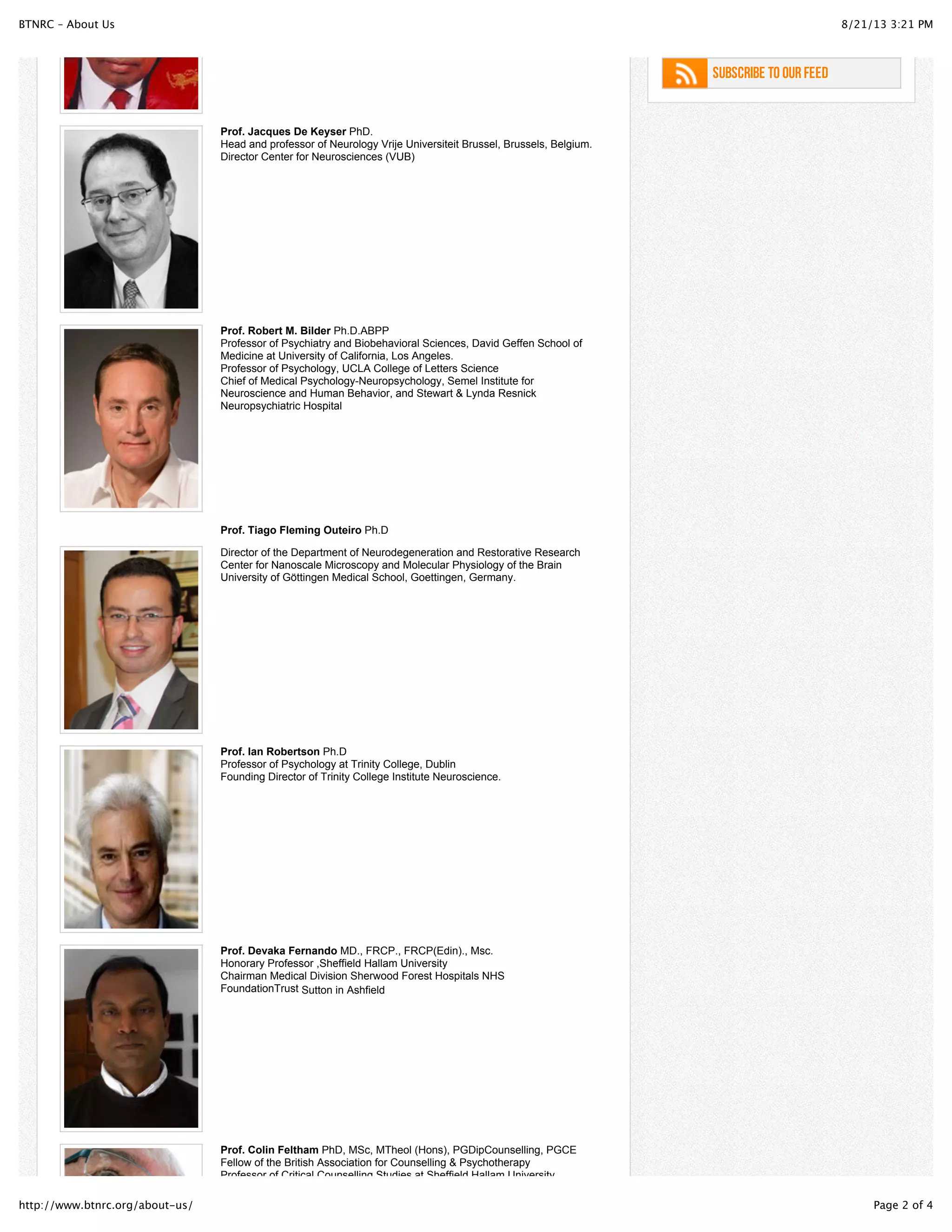 BTNRC - Neuroscience Research | PDF