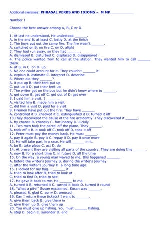 Phrasal verbs and idioms exercises | PDF
