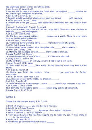 Phrasal verbs and idioms exercises | PDF