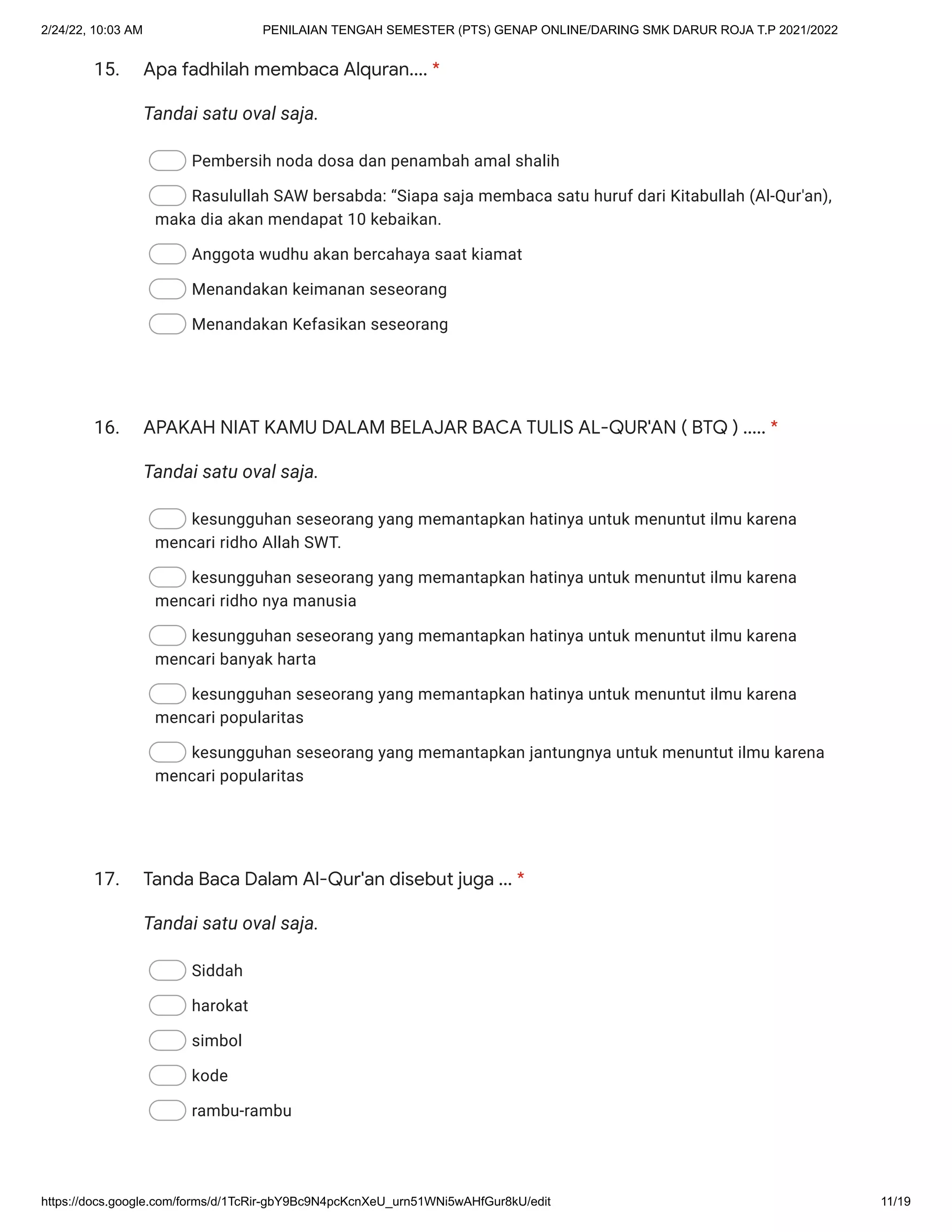 Btq google formulir soal kls xi | PDF