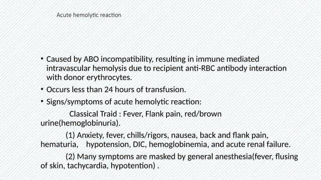 BT Reaction complication and Massive blood transfusion.pptx | Lung and ...