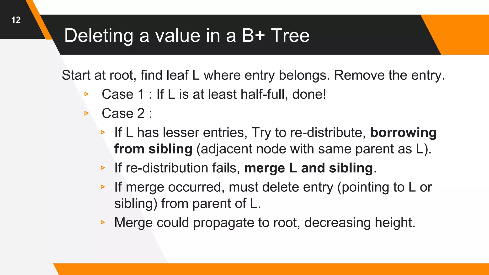 B+ trees - Insertion, Deletion | PPTX